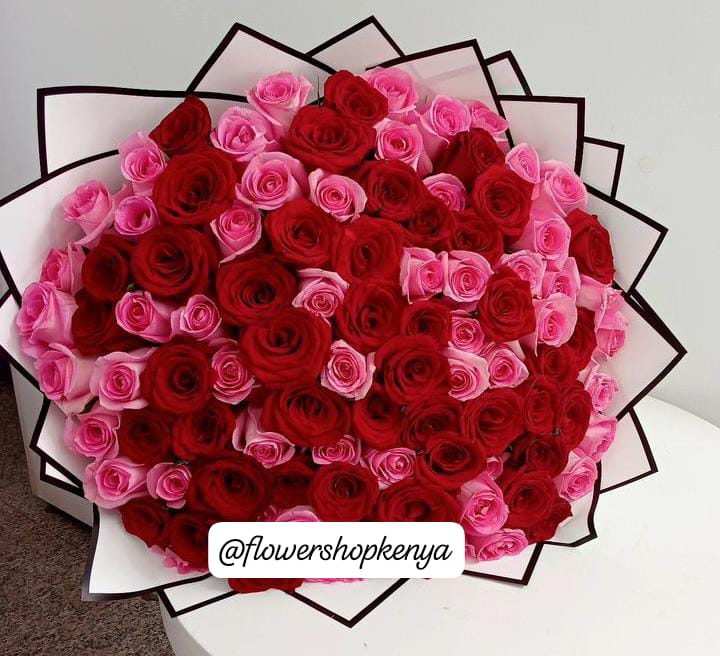 100 PINK & RED ROSES – Flower Shop Kenya